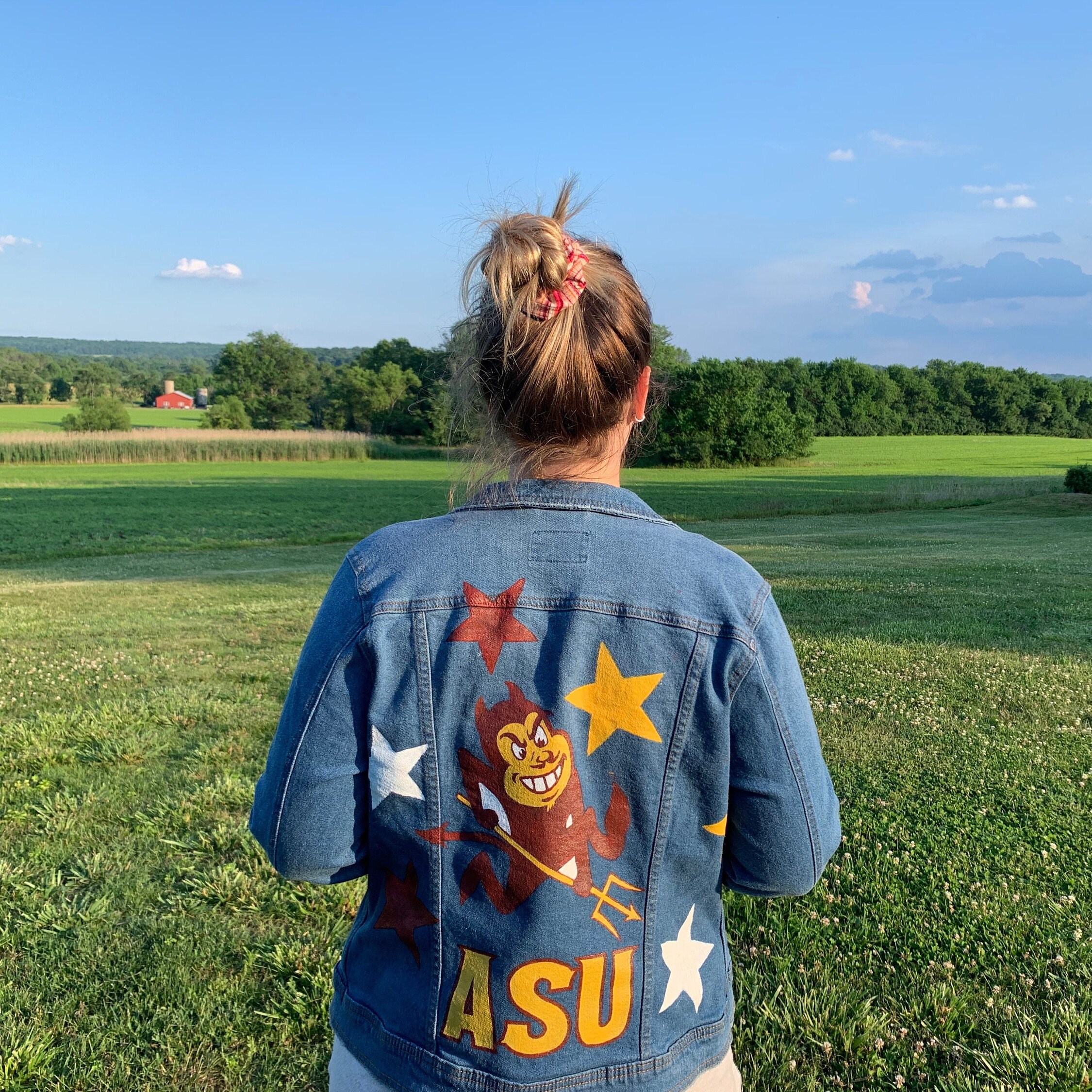 Hand Painted College Jean Jacket, Custom Denim Jacket, Team or School ...