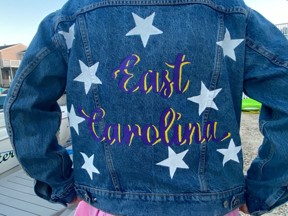 Hand Painted College Jean Jacket, Custom Denim Jacket, Team or School ...