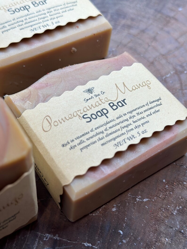 Pomegranate Mango Artisan Soap Bar, Handmade Cold Process Natural Soap yet Nourishing Soap ...