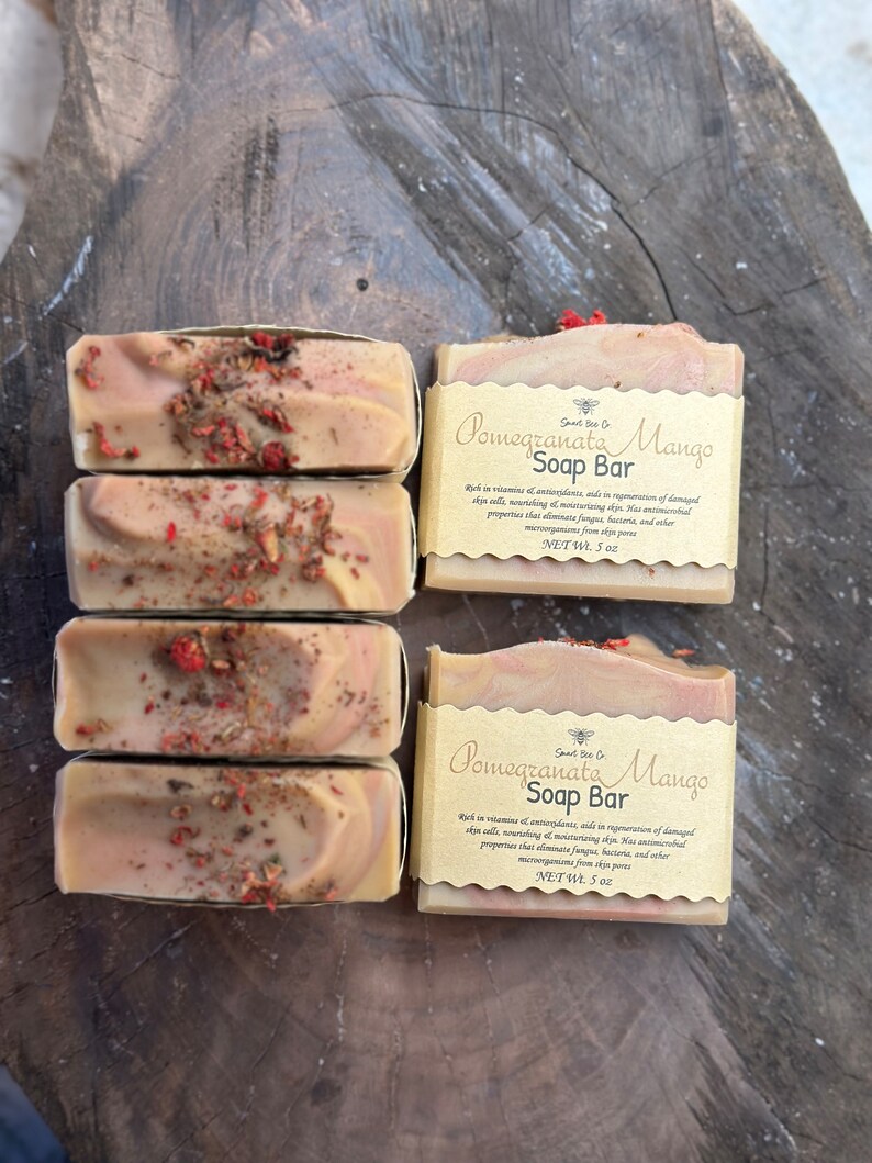 Pomegranate Mango Artisan Soap Bar, Handmade Cold Process Natural Soap yet Nourishing Soap ...