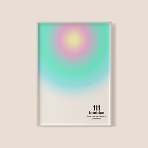 111 Angel Number Wall Art, Aura Poster, Law of Attraction Print ...