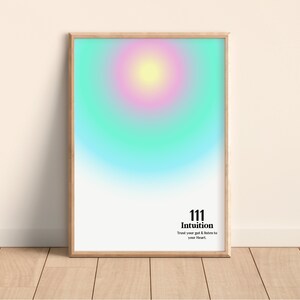 111 Angel Number Wall Art, Aura Poster, Law of Attraction Print ...