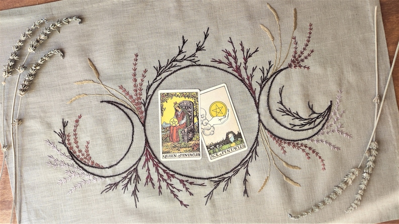 Hand-embroidered Linen Altar Cloth. Green Witch Altar Cloth. - Etsy