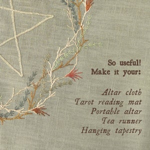 Hand-embroidered Ceremonial Cloth. Linen Tea Runner. Wiccan Altar Cloth ...