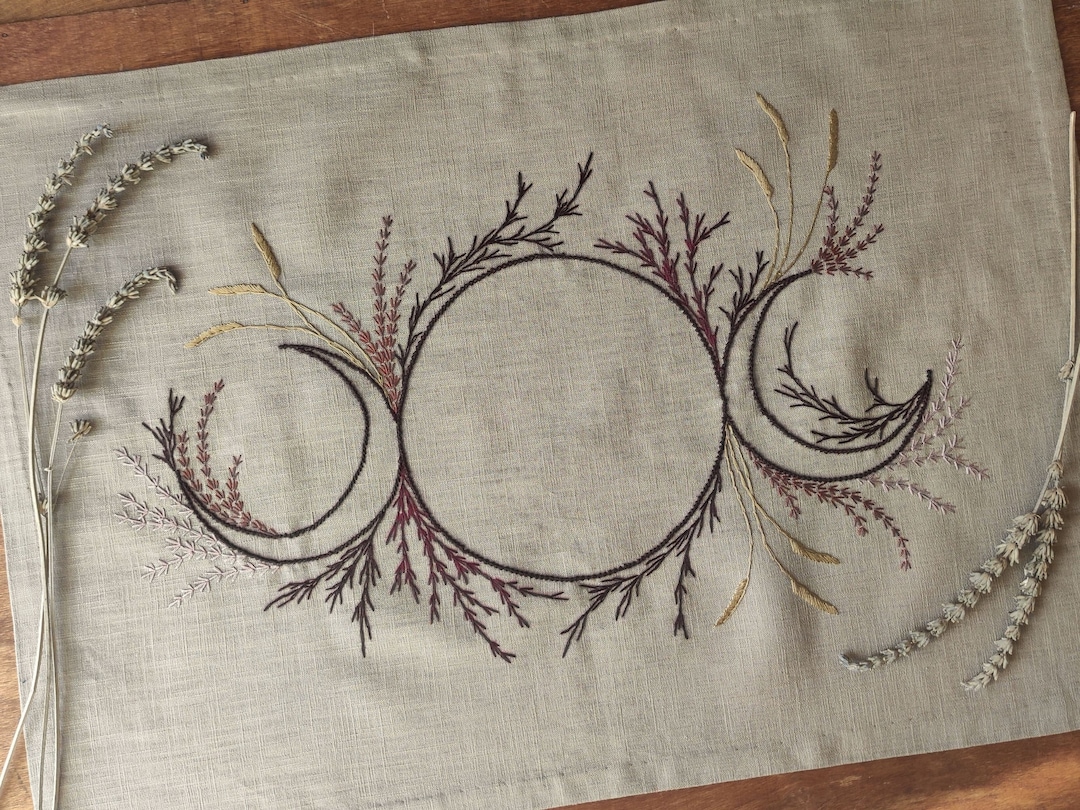 Hand-embroidered Linen Altar Cloth. Green Witch Altar Cloth. Pagan ...