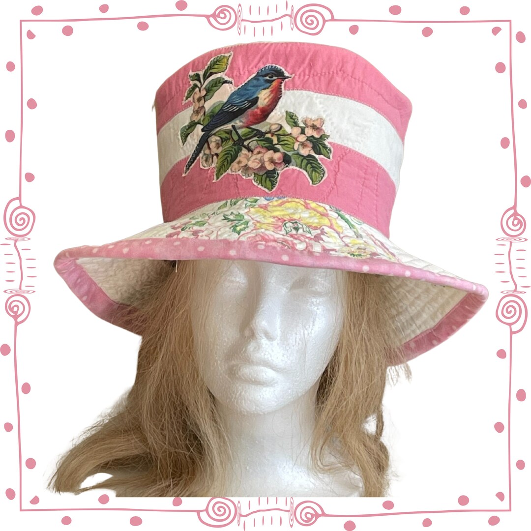 Handmade Vintage Quilt Top Hat for Women – Shabby Chic Cottagecore Top ...