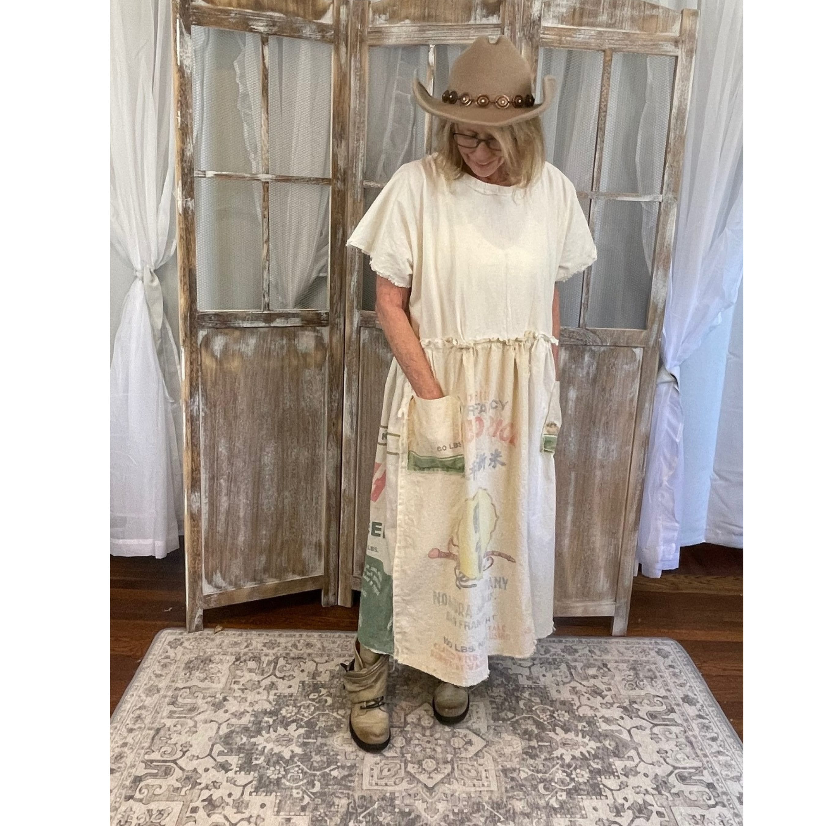 Upcycled Grain Sack Dress | Rustic Farmhouse Prairie Style - Etsy