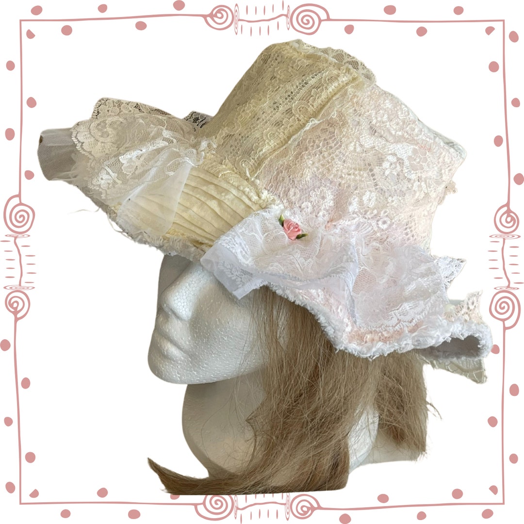 Upcycled Boho Vintage Lace Bucket Hat - Shabby Chic Bridal Sun Hat ...