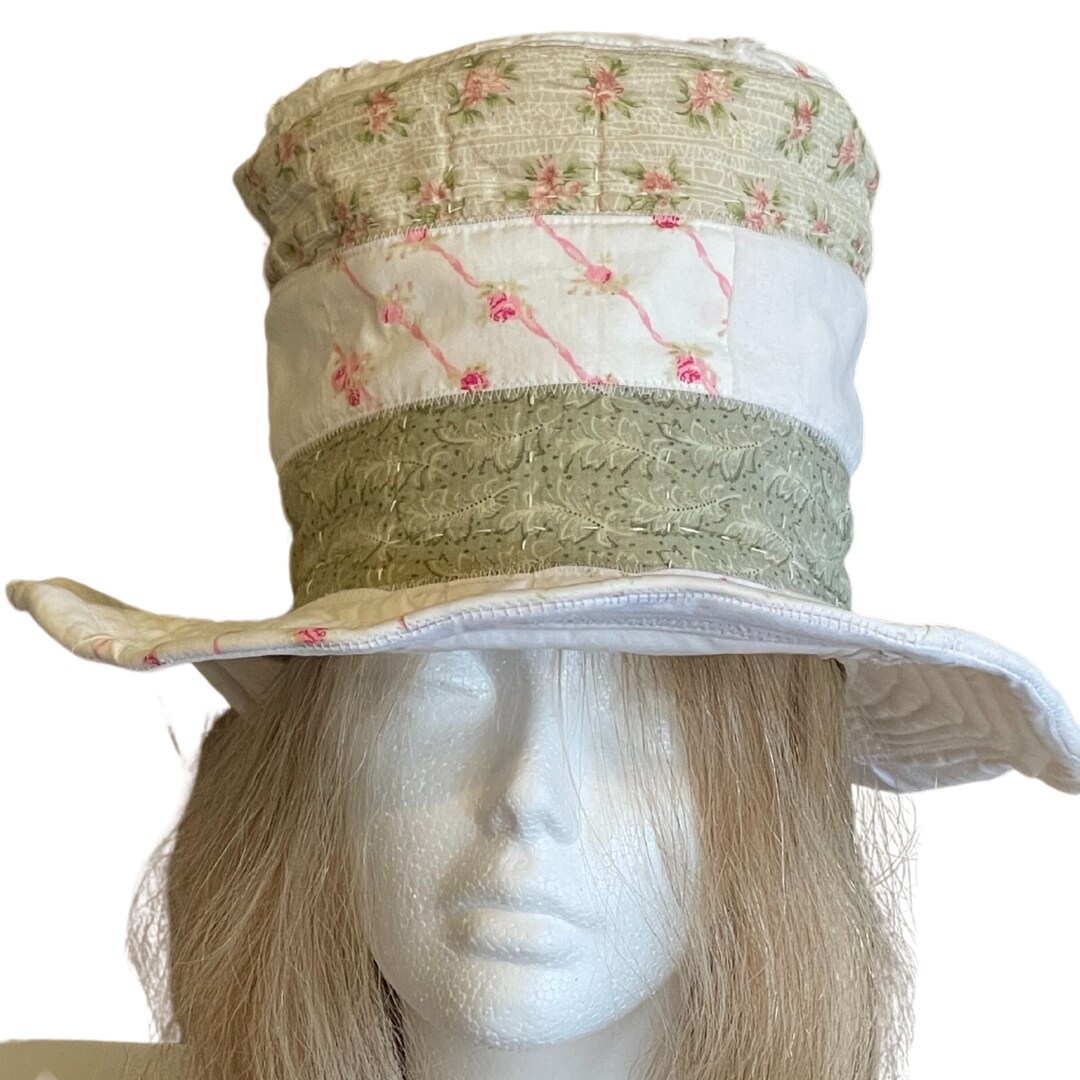 Vintage Quilt Boho Top Hat for Women Shabby Chic Cottage-core Soft Top ...