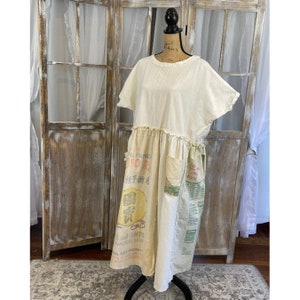 Upcycled Grain Sack Dress | Rustic Farmhouse Prairie Style - Etsy