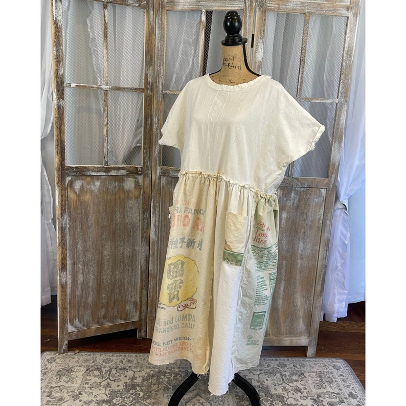 Upcycled Grain Sack Dress | Rustic Farmhouse Prairie Style - Etsy