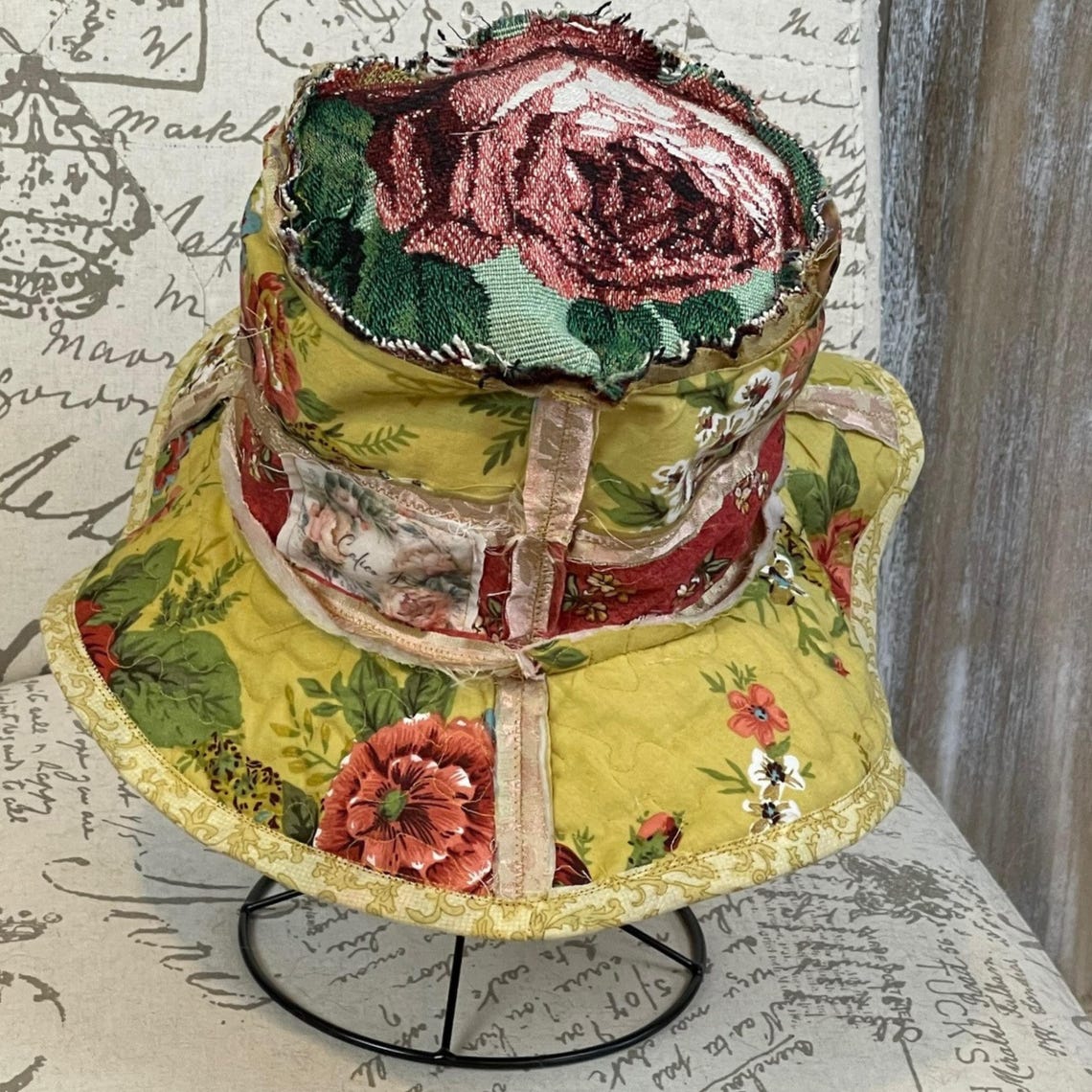 Handmade Reversible Top Hat | Shabby Chic Floral, Brocade Crown - Etsy