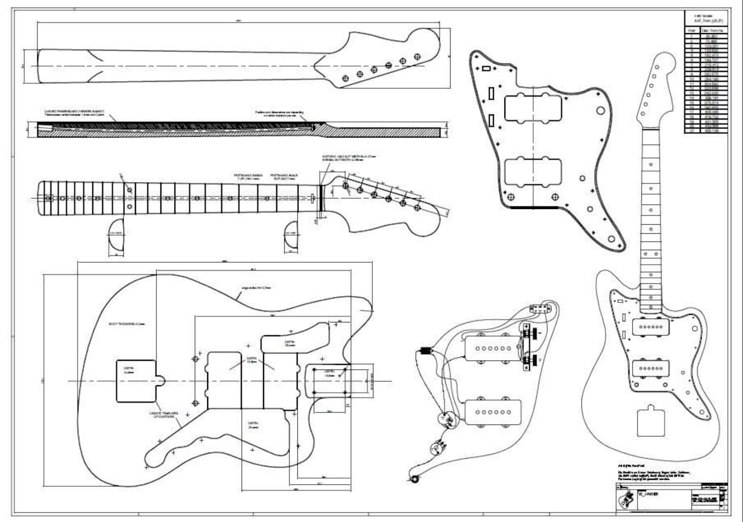 1:1 Print '62 J-master Drawing / Drawing / Blueprint F. Guitar Making ...