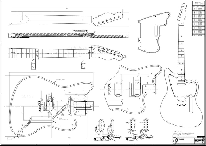 1:1 Print - Telemaster Drawing / Blueprint - for Guitar Construction ...