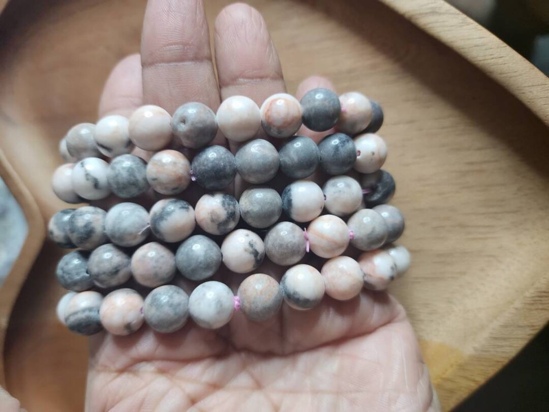 Pink Zebra Stone Bracelet - Etsy