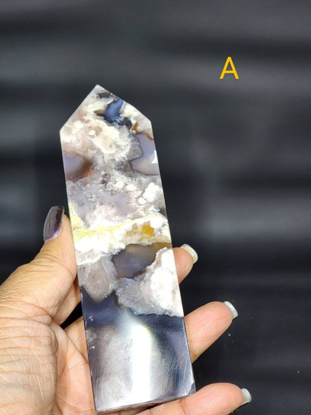 Black Flower Agate Tower - Etsy