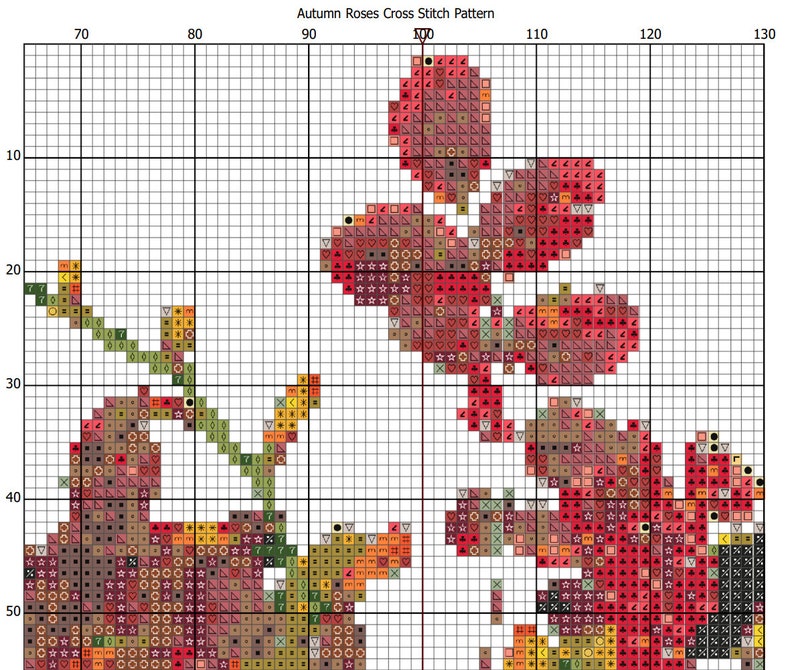 Fall Roses Bouquet Floral Autumn Composition Flower Cross Stitch ...
