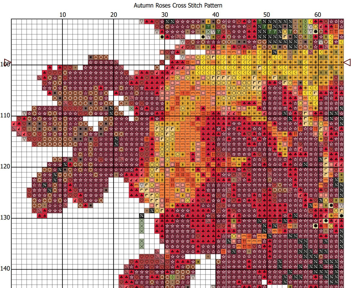Fall Roses Bouquet Floral Autumn Composition Flower Cross Stitch ...