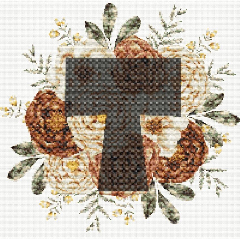 Floral Letter T Cross Stitch Pattern, Bouquet Monogram (digital ...
