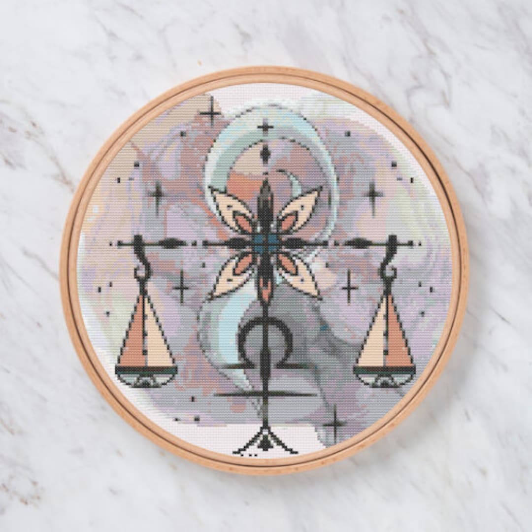 Libra Zodiac Sign Cross Stitch Pattern Digital PDF - Etsy