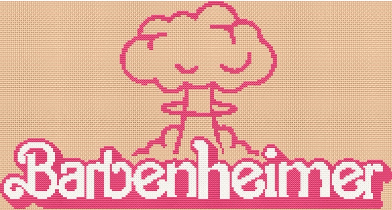 BARBENHEIMER Inspired by Barbie and Oppenheimer Cross Stitch Pattern ...