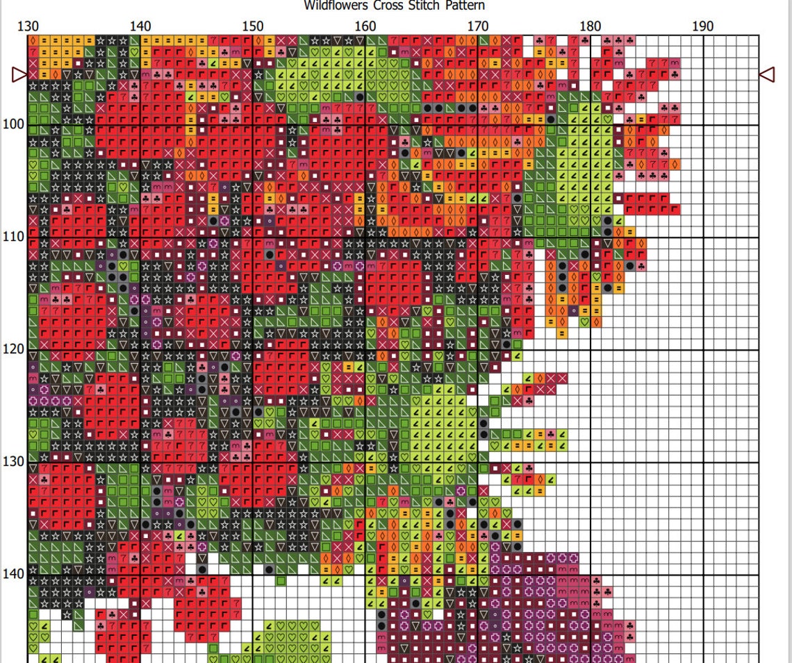 Wildflowers Flower Cross Stitch Pattern Digital PDF - Etsy