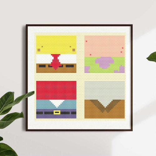 Four Minimalist Square Pants Cross Stitch Pattern Digital PDF - Etsy