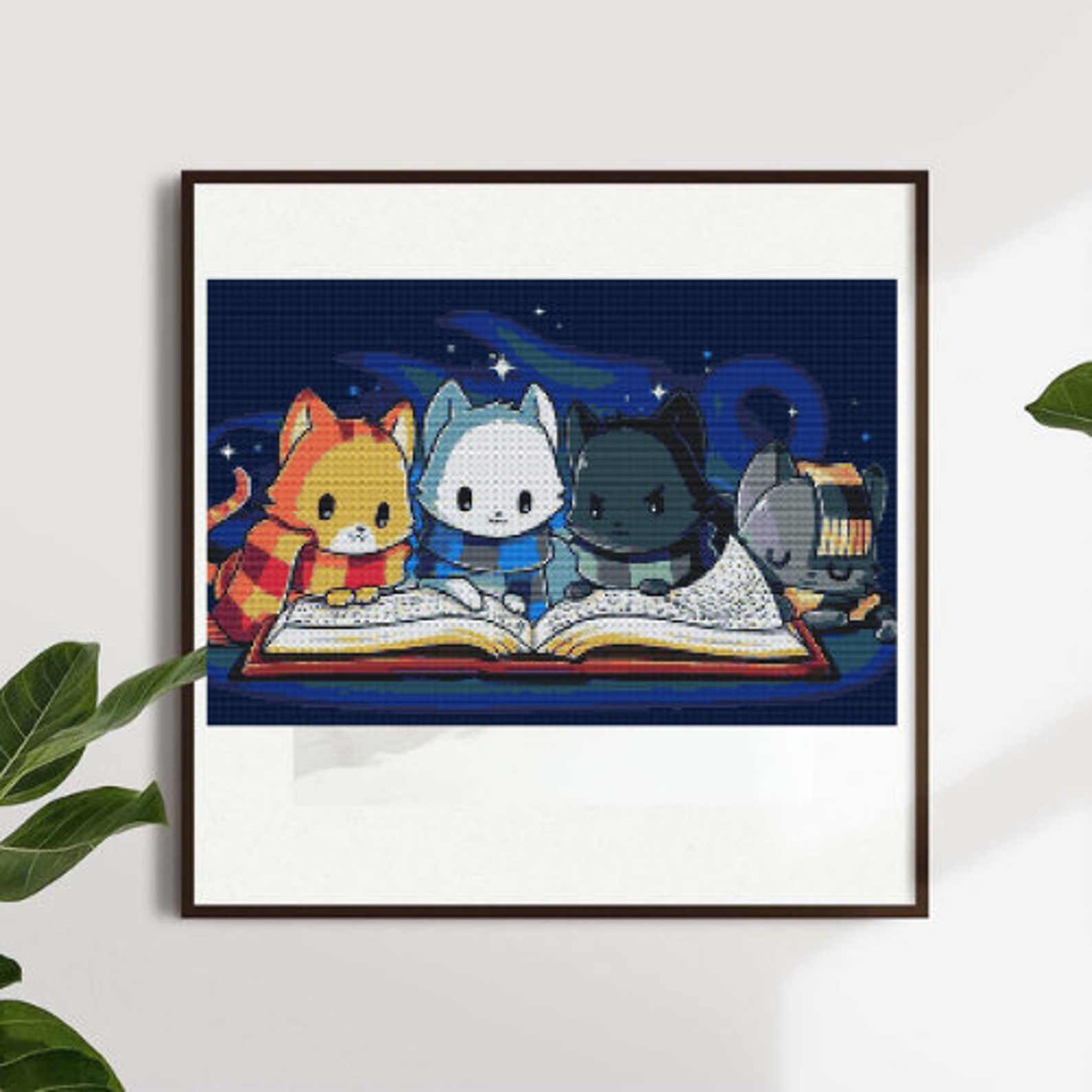 Reading Cats of Witchcraft and Wizardry Cross Stitch Pattern Digital ...