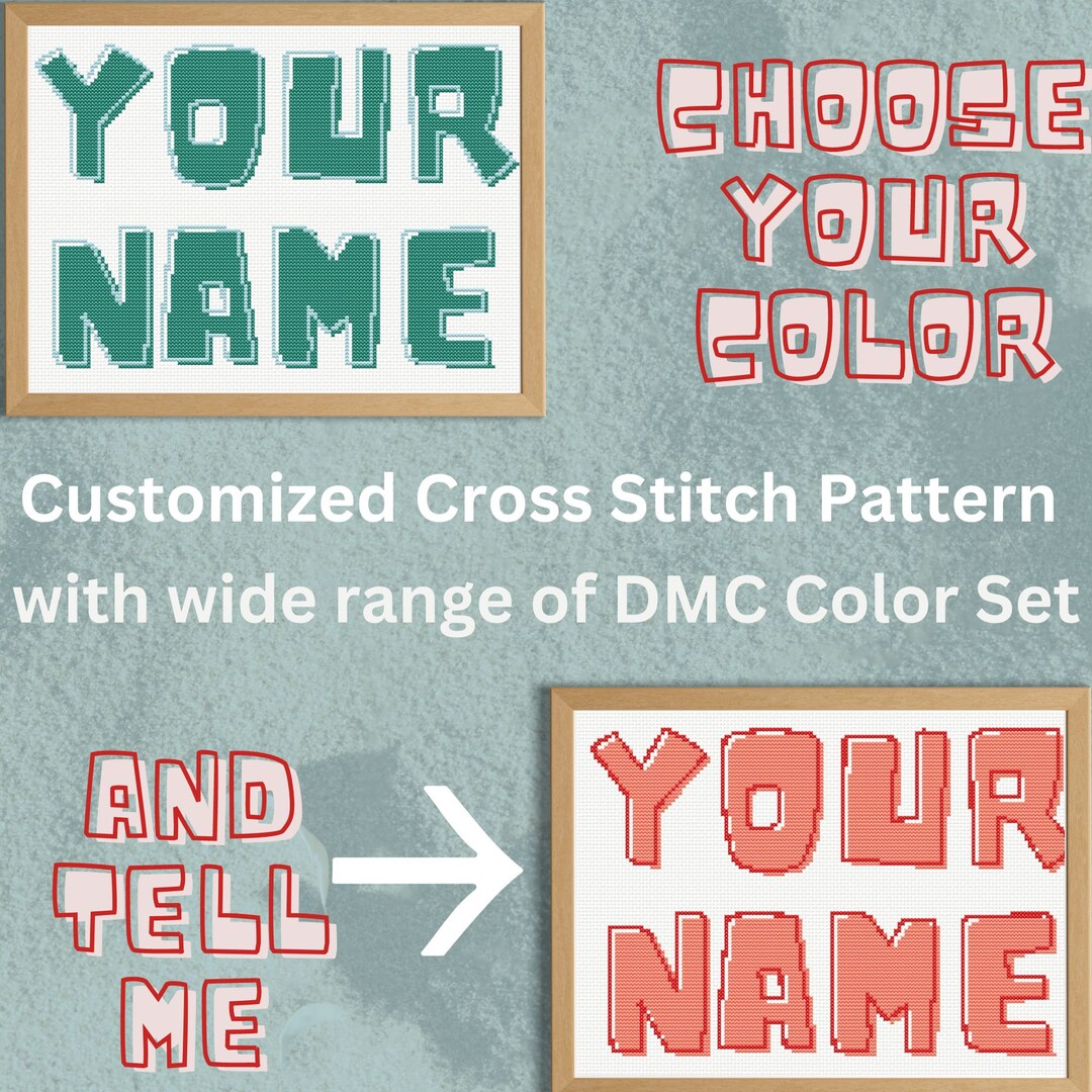Name Customized Counted Cross Stitch Pattern With Chosen Colors Instand ...
