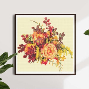 Fall Roses Bouquet Floral Autumn Composition Flower Cross - Etsy