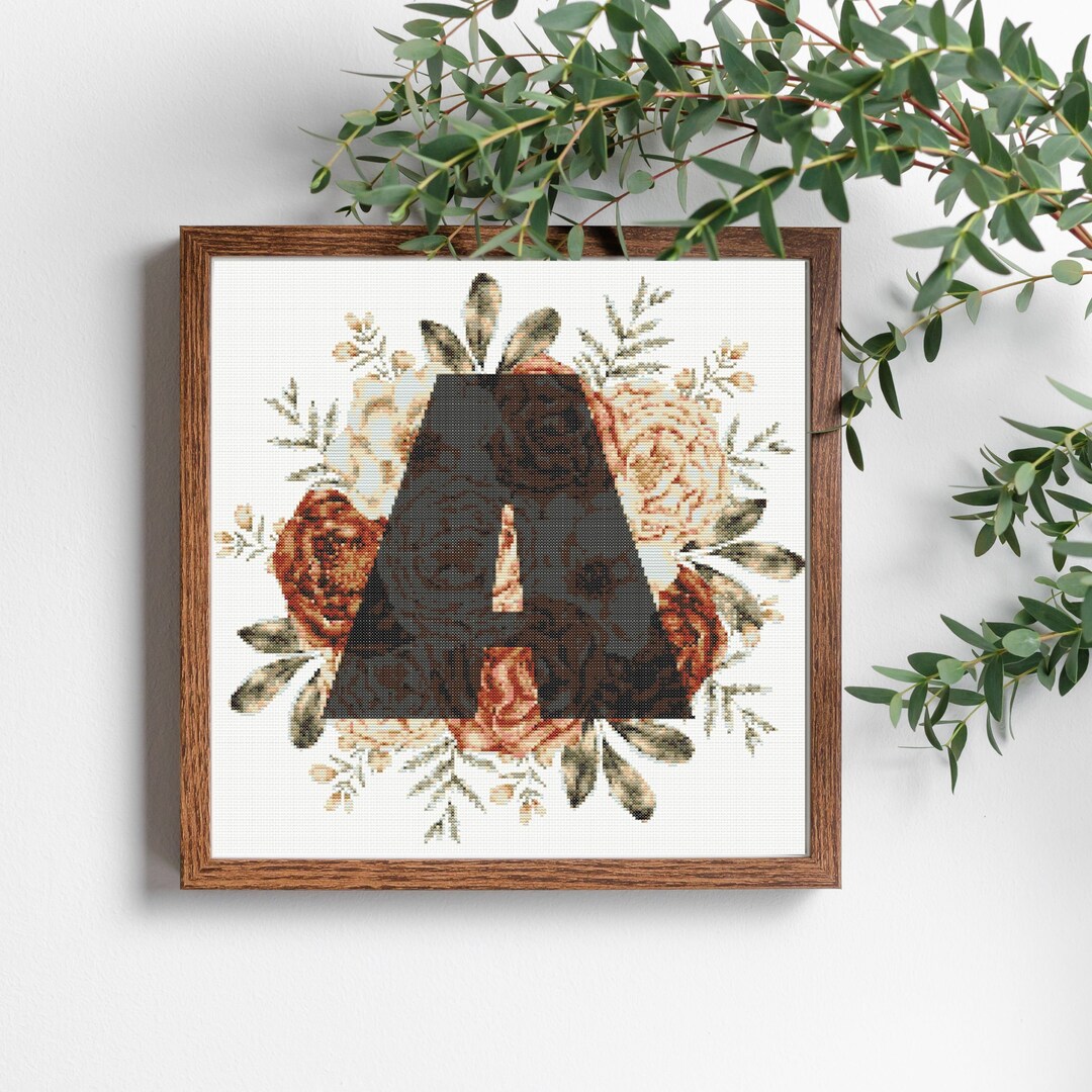 Bouquet Background Letter A Cross Stitch Alphabet Pattern, Monogram ...