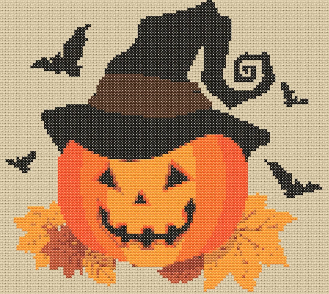 Halloween Spooky Pumpkin Cross Stitch Pattern Digital PDF - Etsy