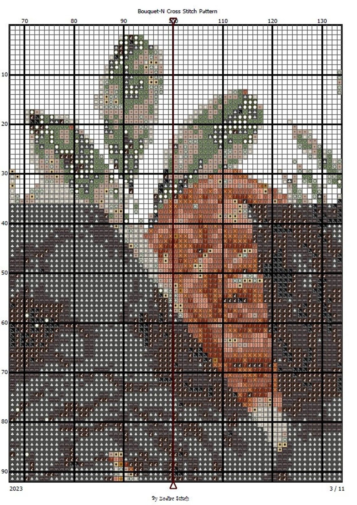 Letter N Floral Cross Stitch Pattern, Bouquet Monogram (digital ...