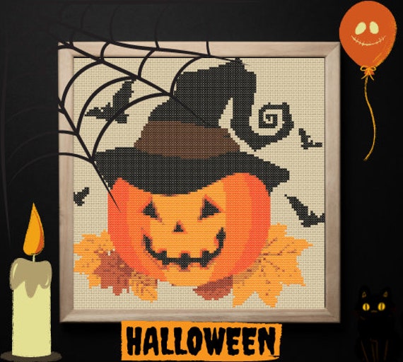 Halloween Spooky Pumpkin Cross Stitch Pattern Digital PDF - Etsy