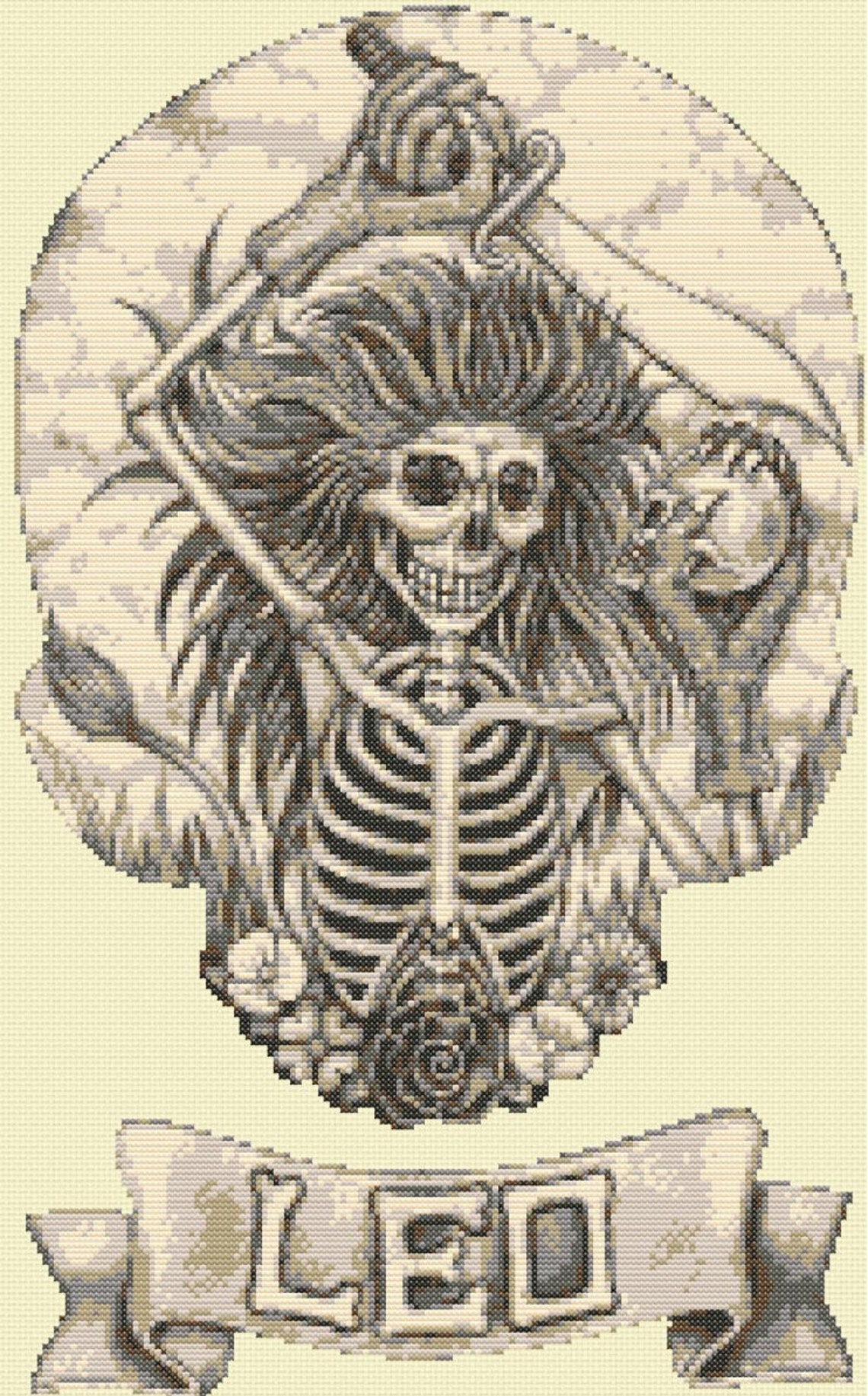 Scarry Skeleton Leo Zodiac Sign Cross Stitch Pattern Digital PDF - Etsy