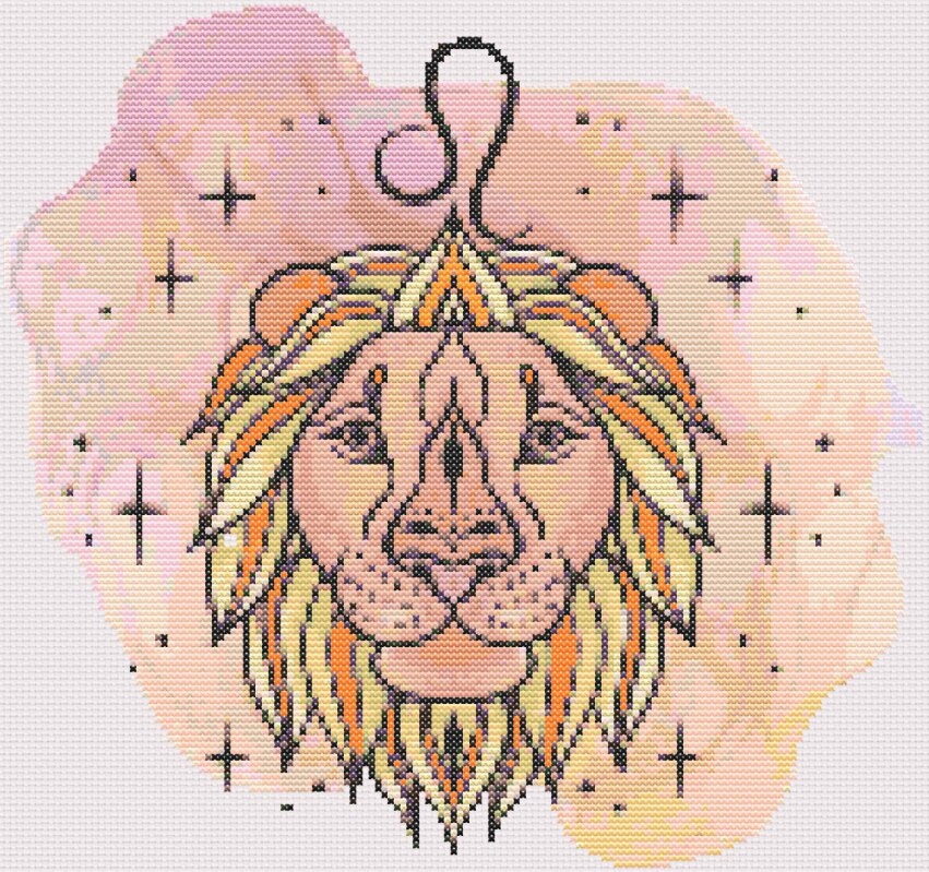 Leo Zodiac Sign Cross Stitch Pattern Digital PDF - Etsy