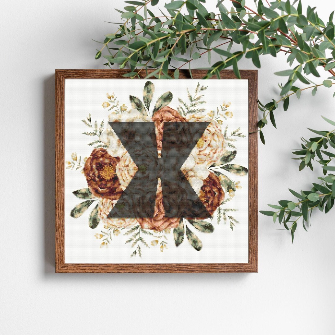 Bouquet Background Letter X Cross Stitch Alphabet Pattern, Monogram ...