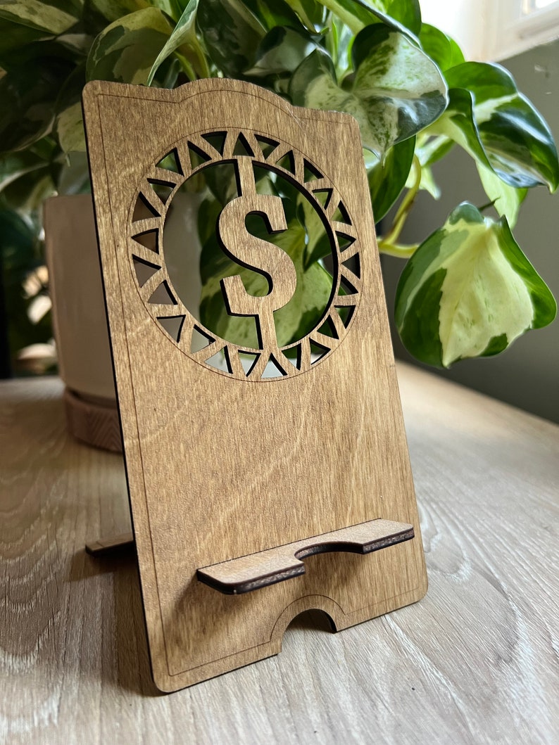 Custom Wood Phone Stand dark, Medium or Light Desktop Stand for iPhone ...