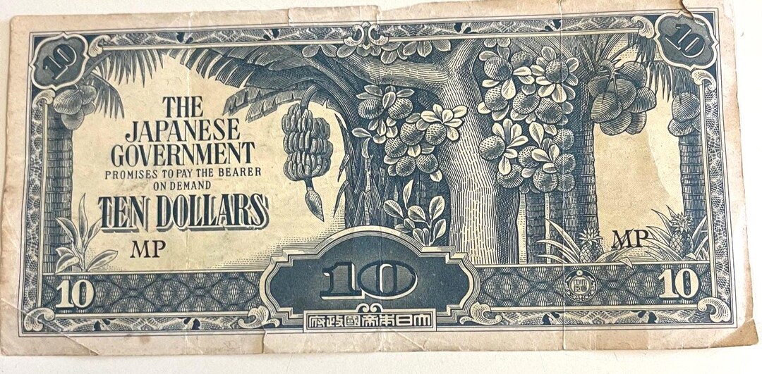 WWII Japanese 10 Dollars Bank Note Occupation of Malaya Currency, - Etsy