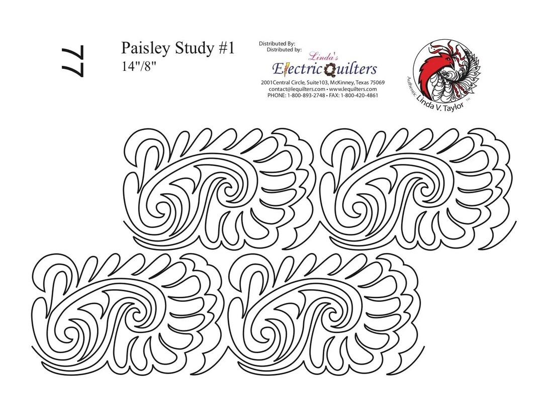 077 Paisley Study 1 Pantograph by Linda V. Taylor - Etsy