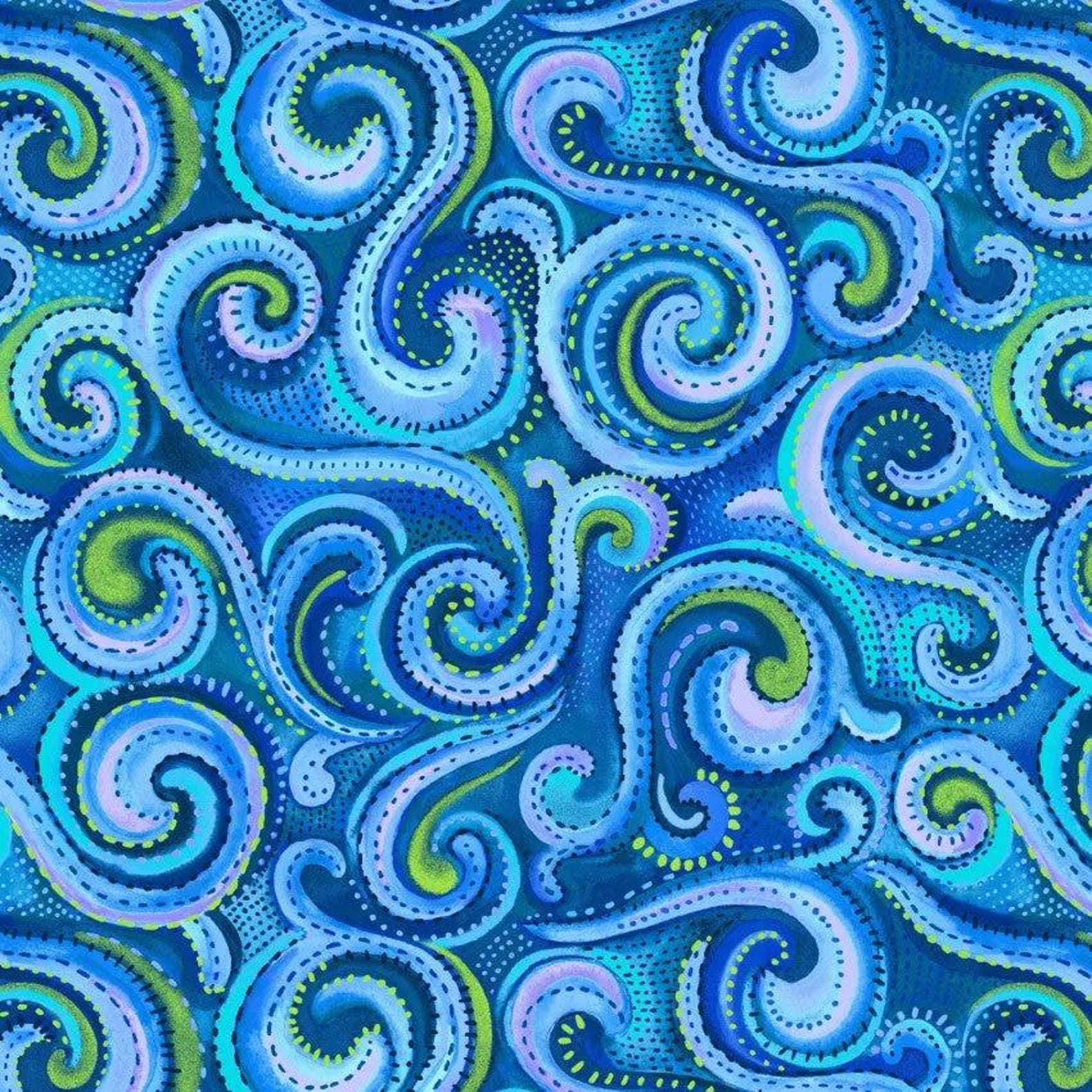 Blue Whirlwind Swirl Cotton Wideback Fabric per Yard - Etsy