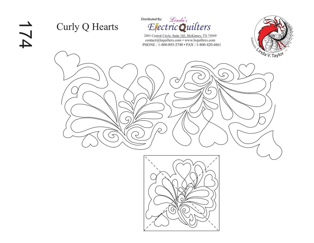 174 Curly Q Hearts Pantograph With Blocks by Linda V. Taylor - Etsy