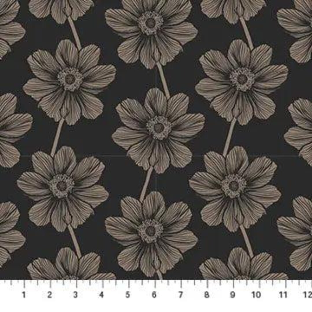 Black Floral Indelible by Anna Maria for Northcott Cotton 44"/45 ...