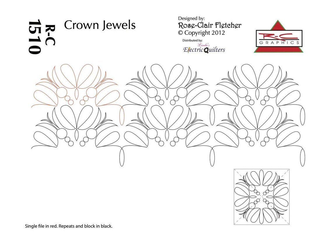 1510 Crown Jewels Pantograph and Block by Rose-clair Fletcher - Etsy