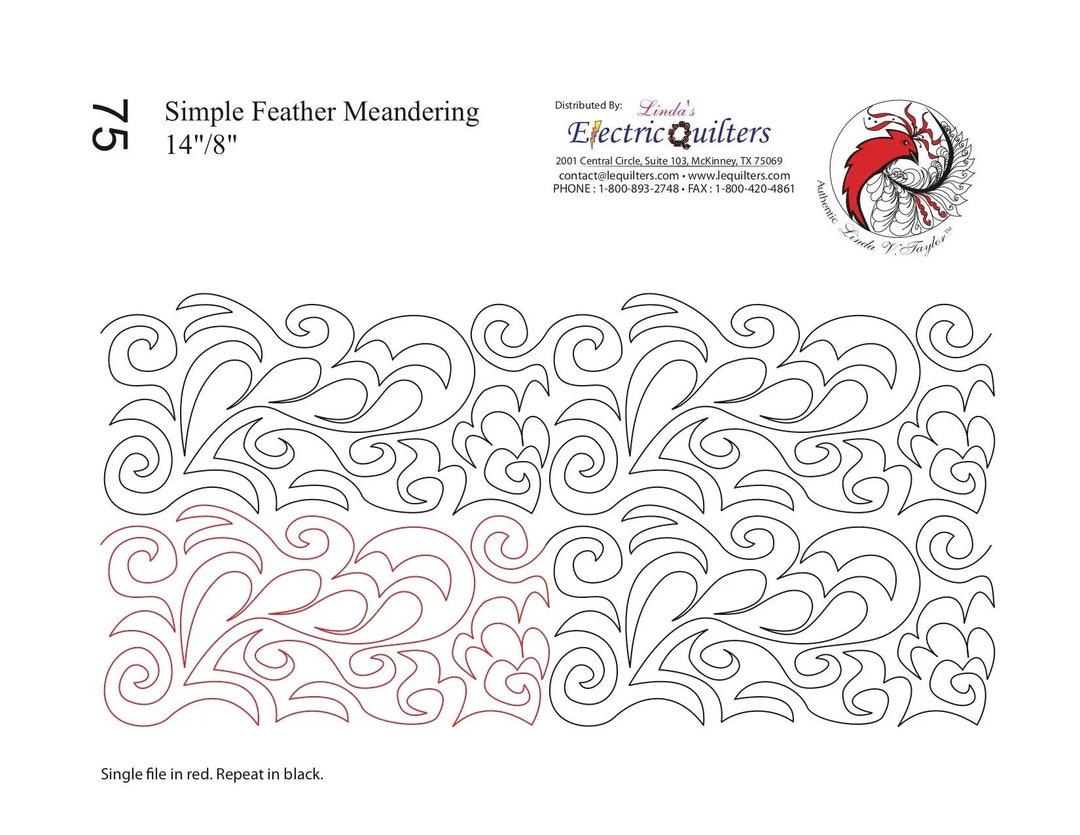 075 Simple Feather Meandering Pantograph by Linda V. Taylor - Etsy