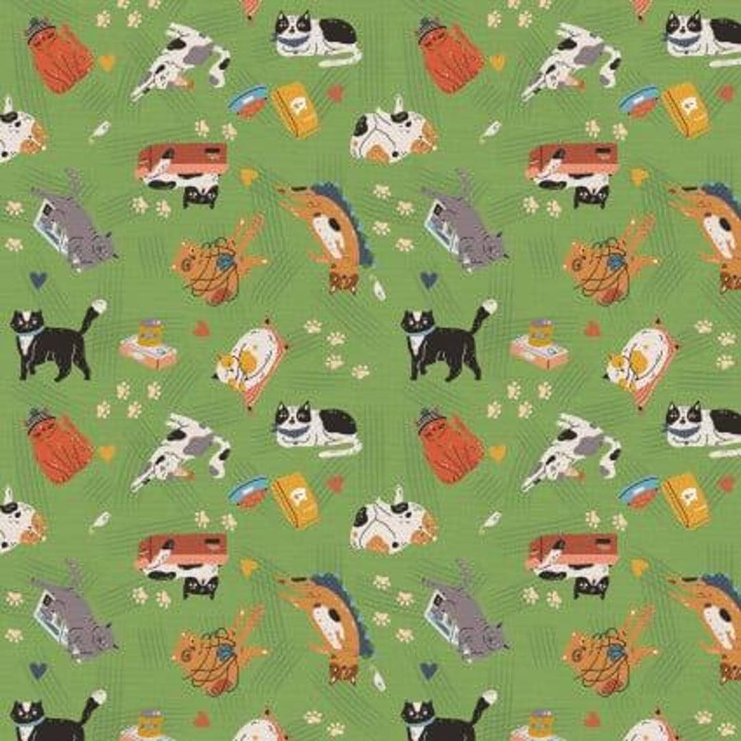Here Kitty, Kitty Kitty Toss 43"/44" Fabric per Yard - Etsy
