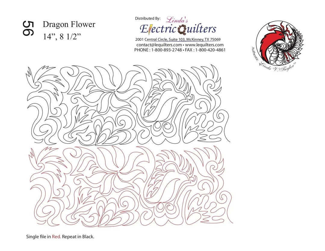 056 Dragon Flower Pantograph by Linda V. Taylor - Etsy