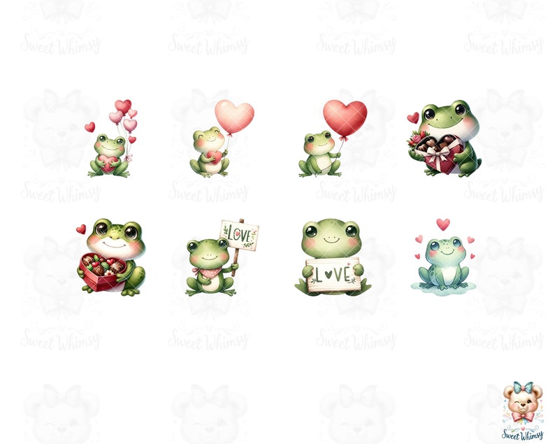 Cute Watercolor Valentine Frog Clipart, Frog Valentine, Love, Heart ...
