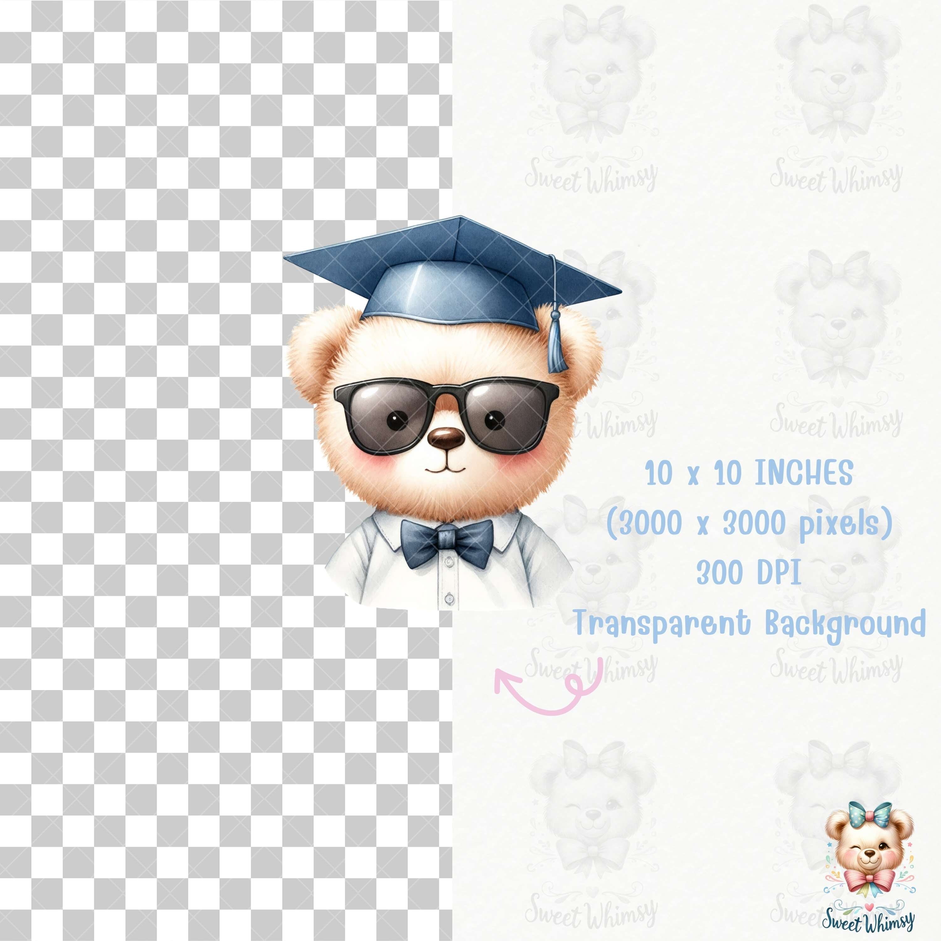 Cute Graduation Bear Watercolor Clipart, Preschool, School, University ...