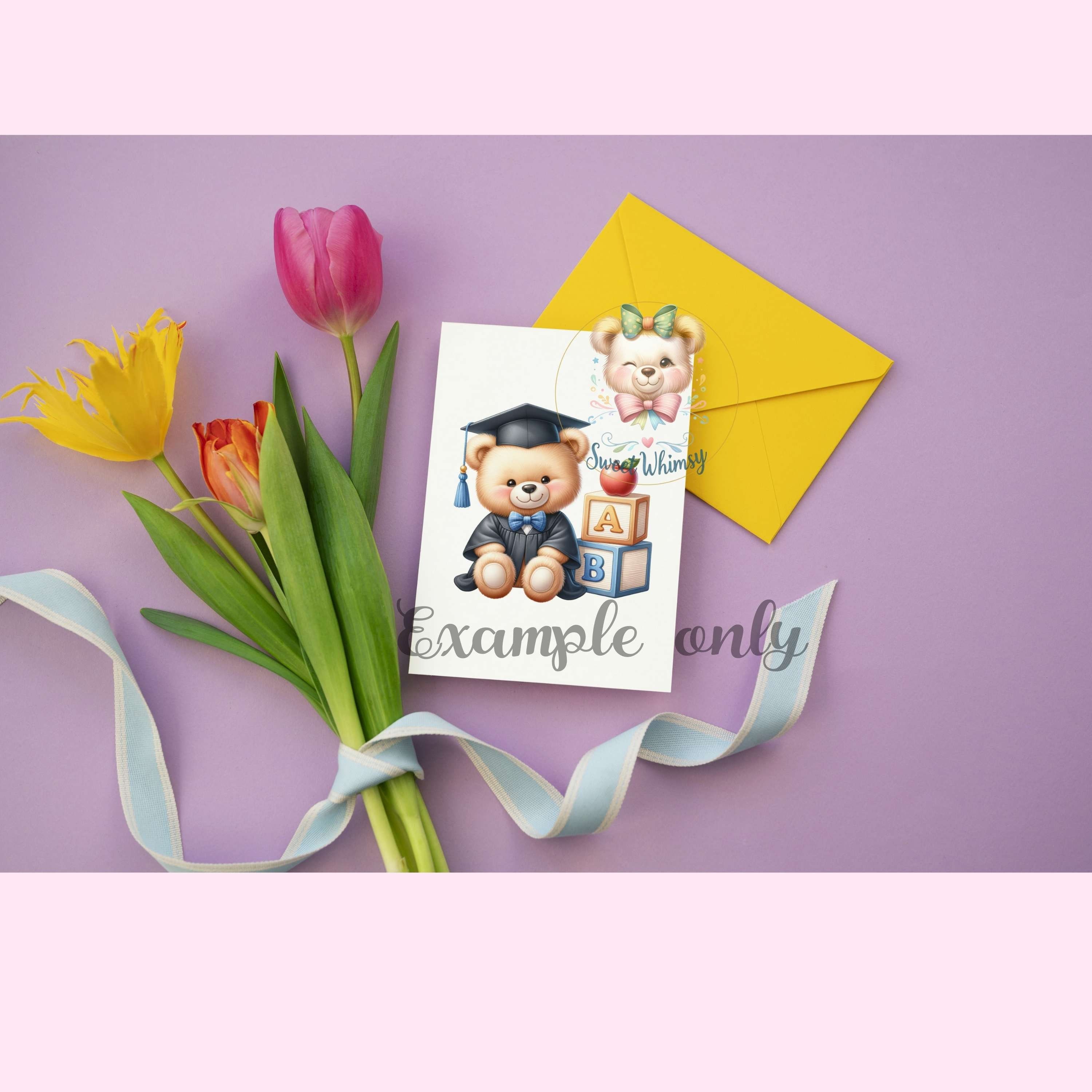 Cute Graduation Bear Watercolor Clipart, Preschool, School, University ...